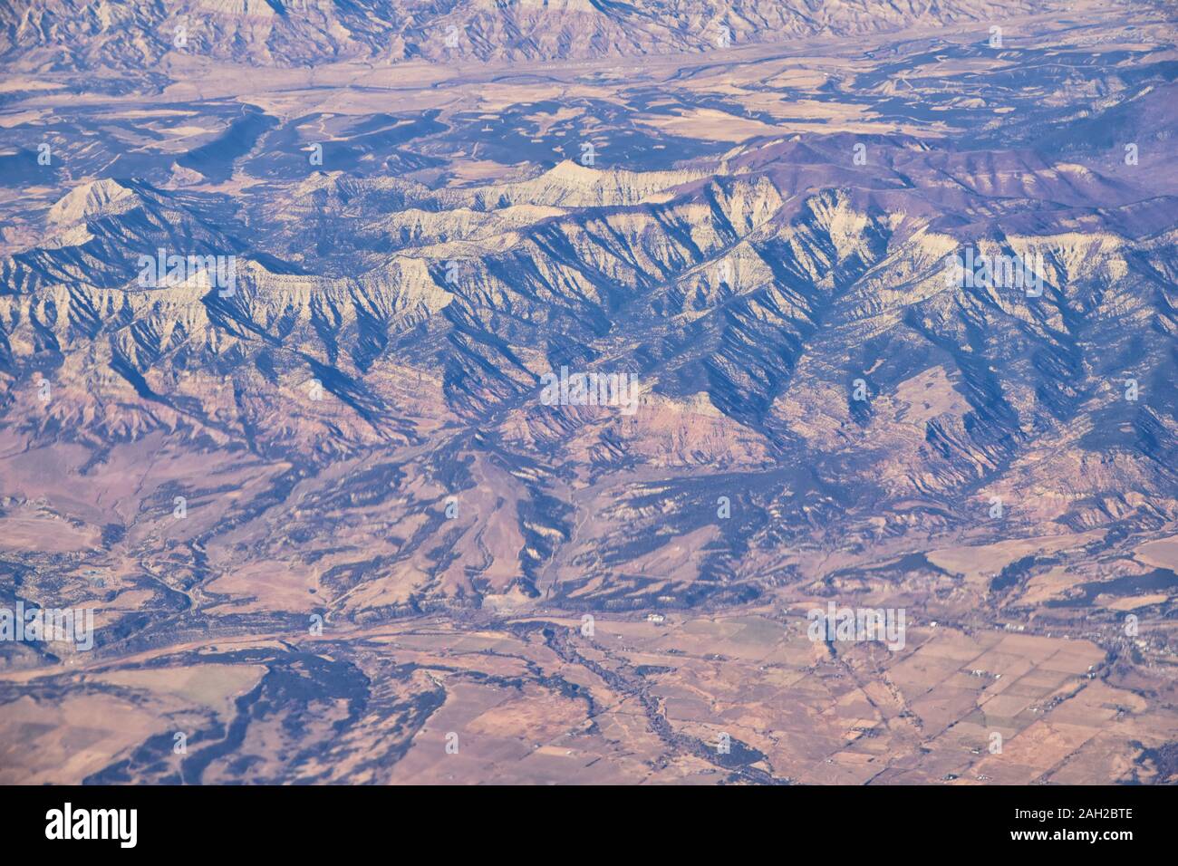 Colorado Rocky Mountains Aerial panoramic views from airplane of ...