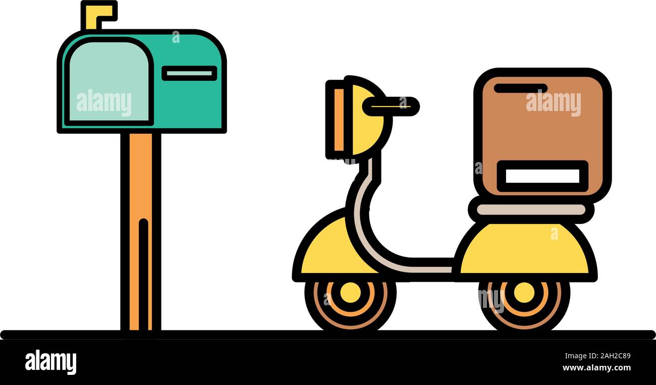 motorcycle vehicle with box packing postal service Stock Vector Image ...