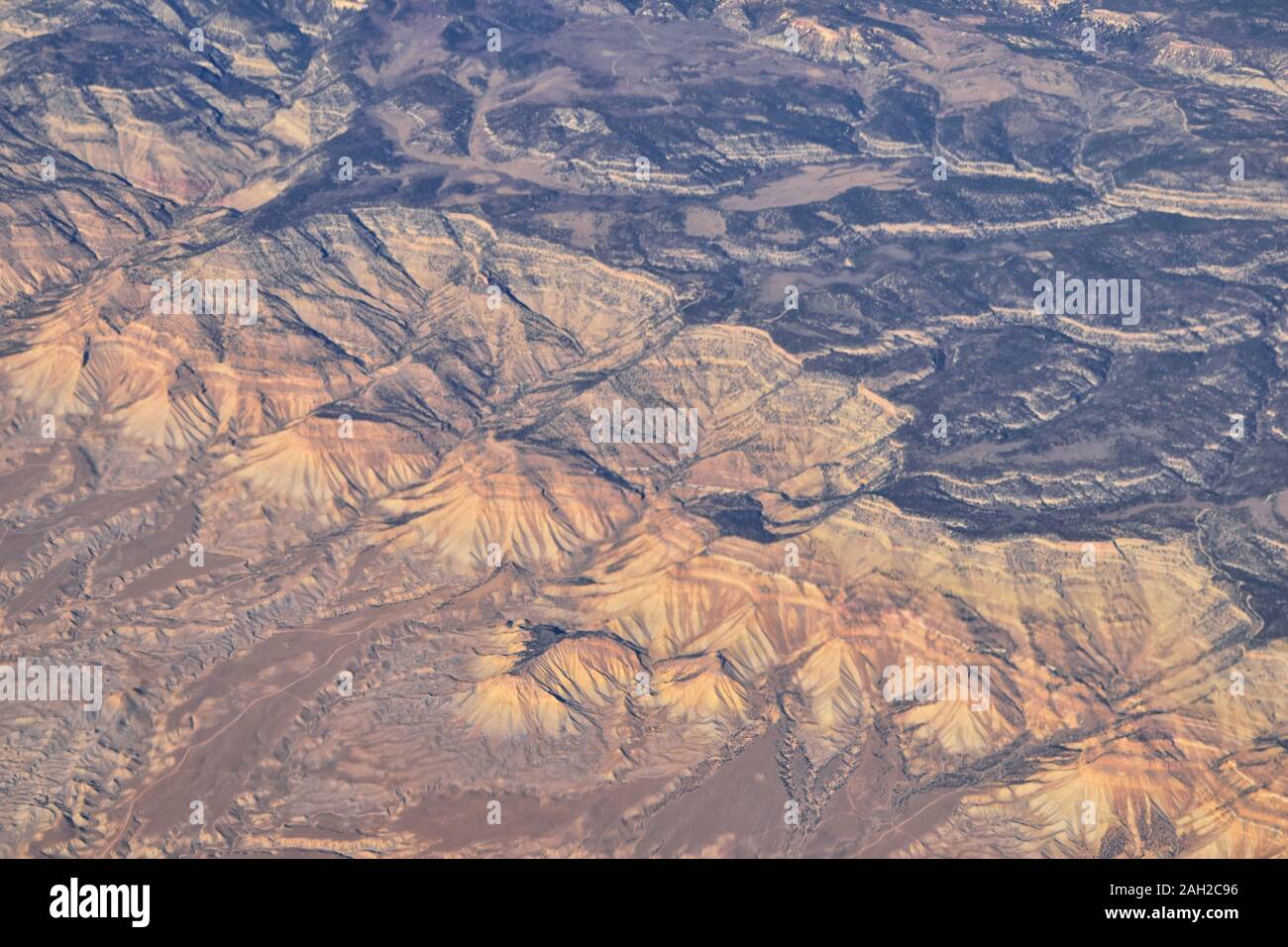 Colorado Rocky Mountains Aerial panoramic views from airplane of ...