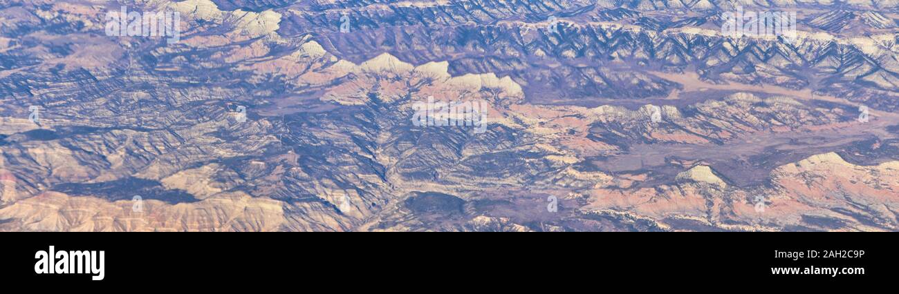 Colorado Rocky Mountains Aerial panoramic views from airplane of ...