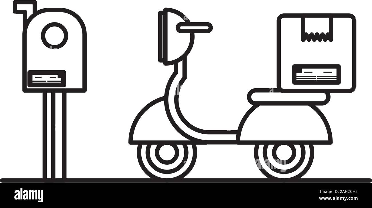 motorcycle vehicle with box packing postal service Stock Vector Image ...