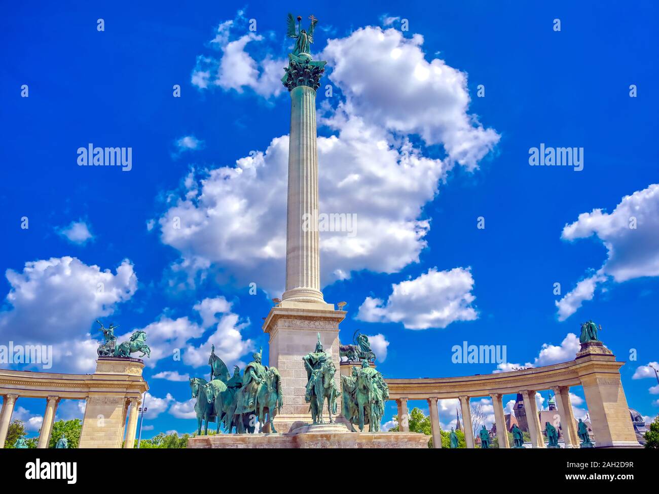 Millennium Monument on the Heroes' Square in Budapest, Hungary Stock ...