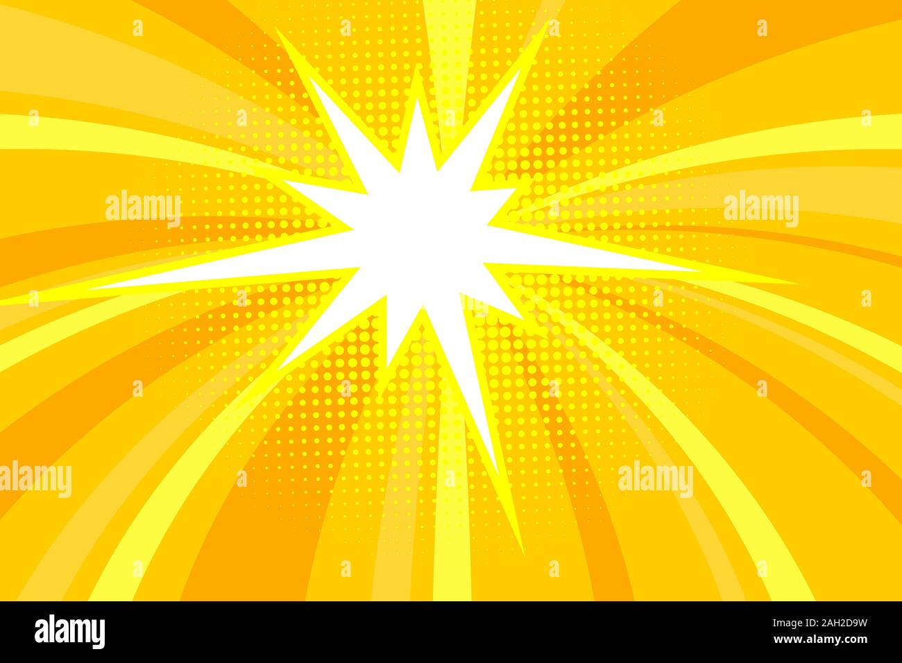 Comic yellow sunbeam background retro pop art style cartoon Stock ...
