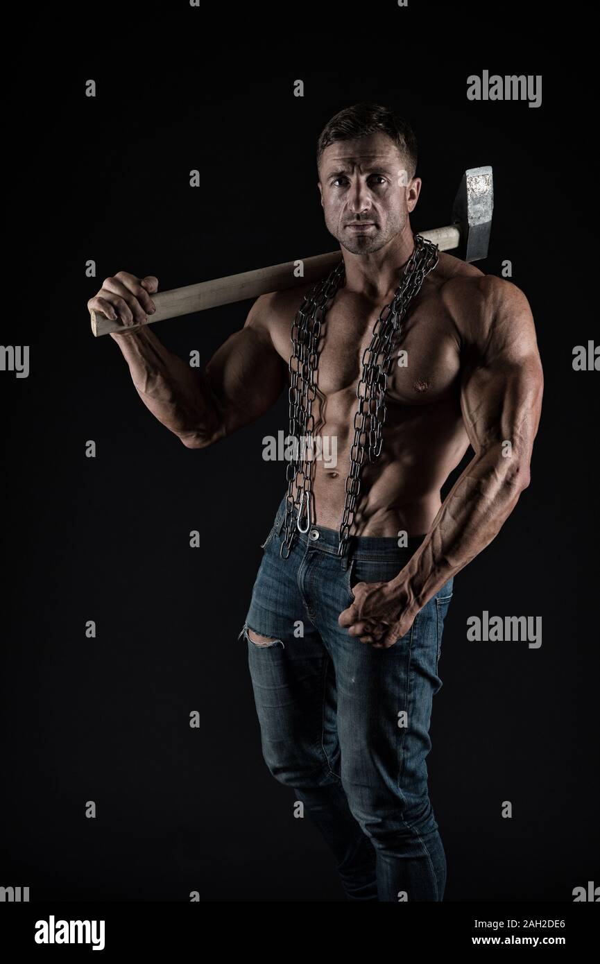 Bodybuilder concept. Healthy and strong. Attractive guy muscular body ...