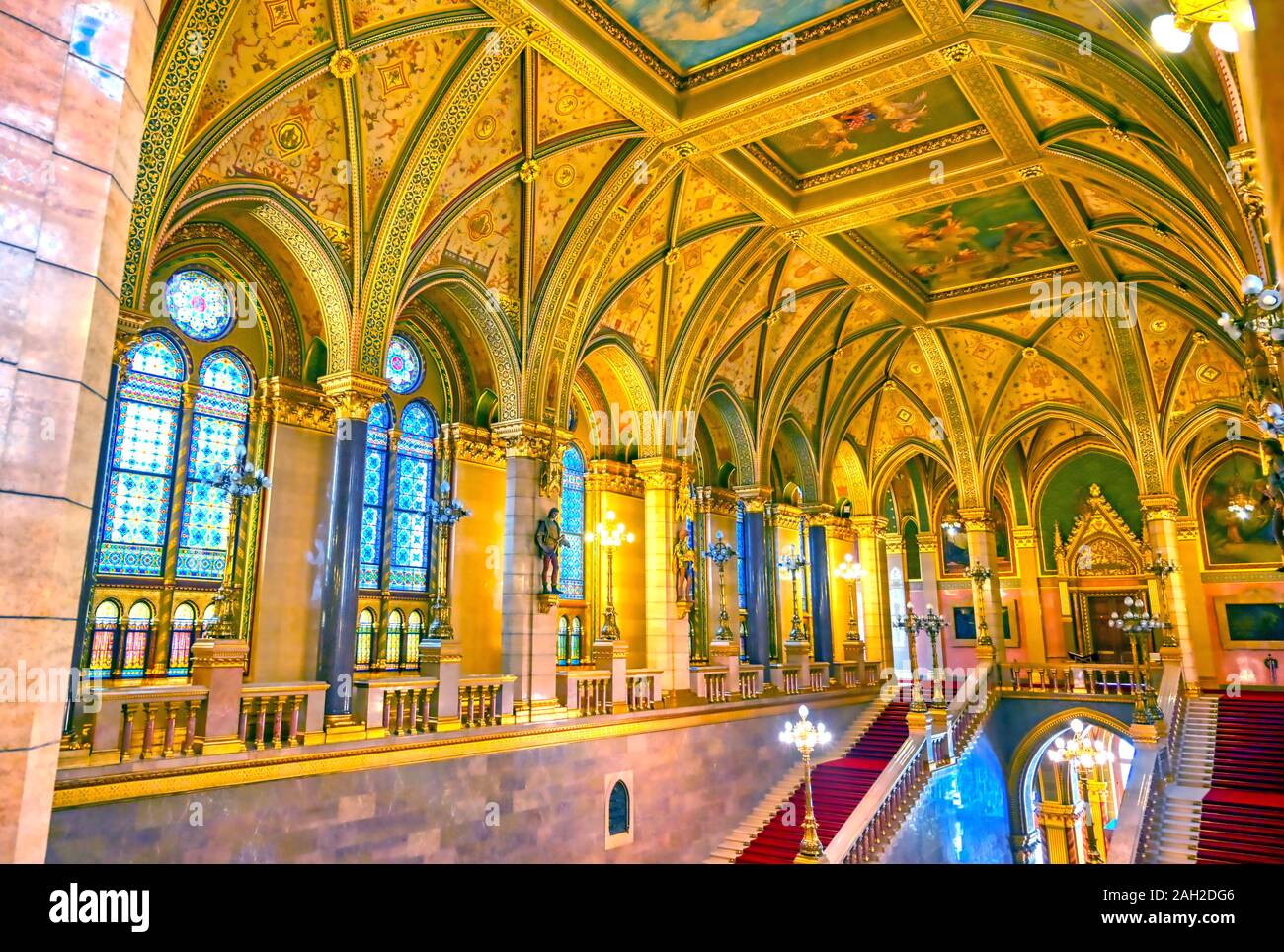 Budapest, Hungary - May 26, 2019 - The interior of the Hungarian ...