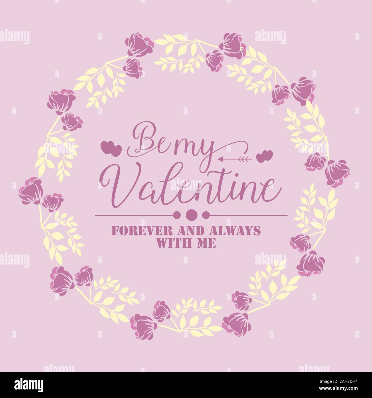 Elegant pink floral frame design, for greeting card happy valentine ...