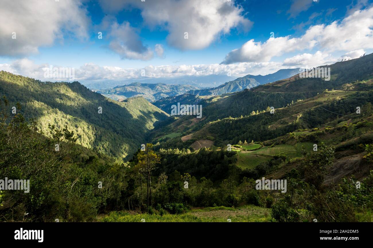 dramatic landscape of the mountains high in the caribbean island of the ...