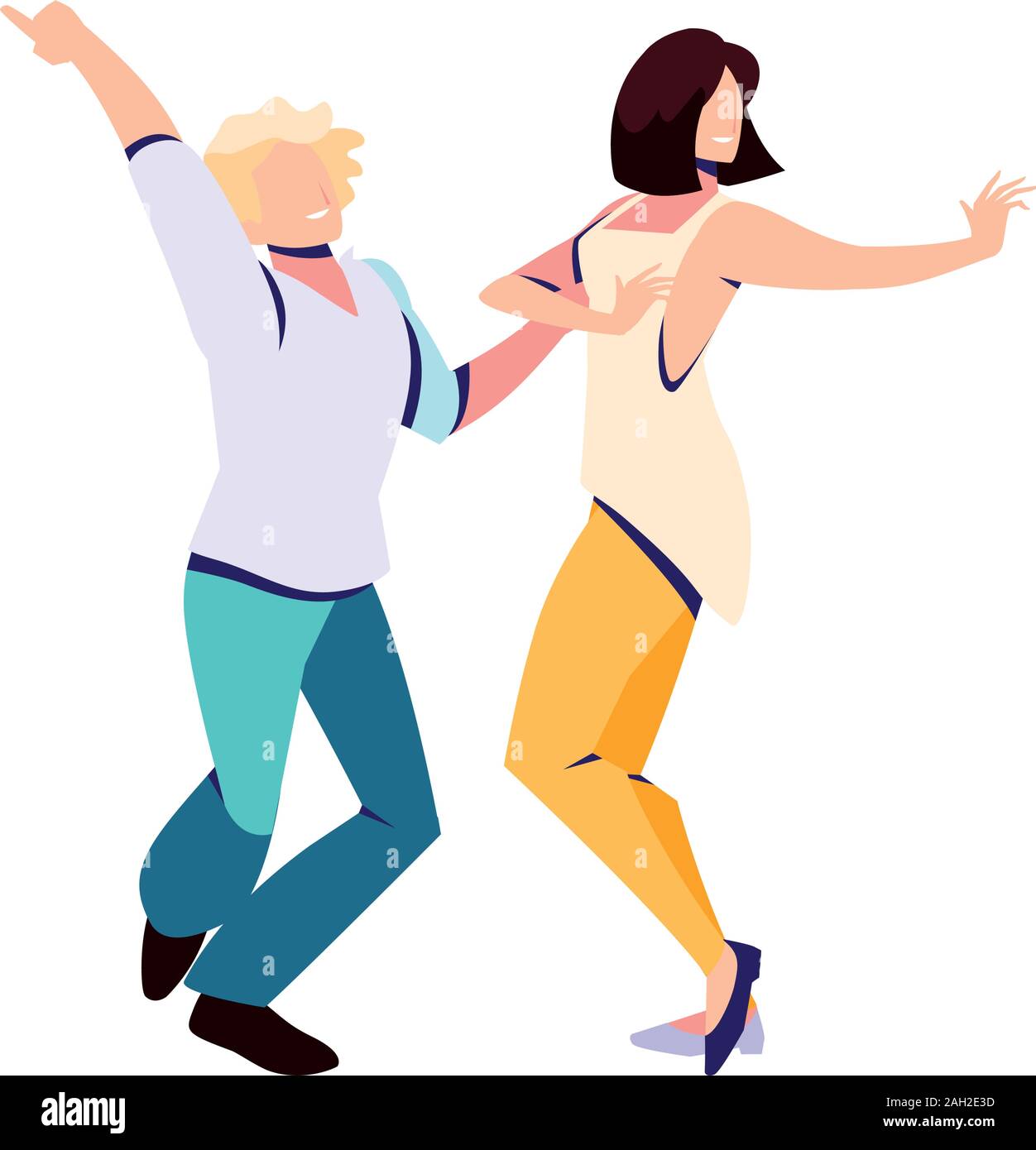 couple of people in pose of dancing on white background vector ...