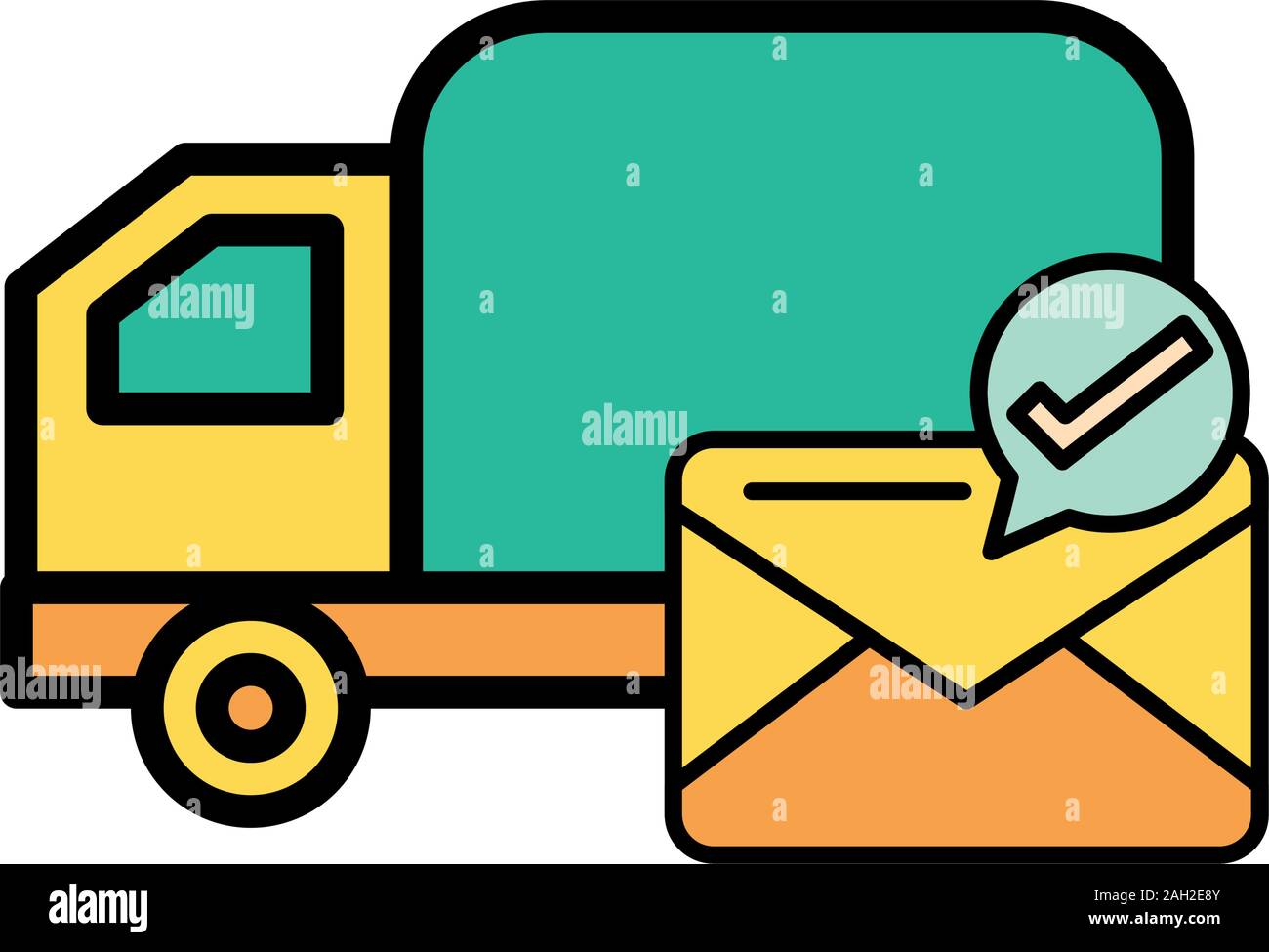 truck cart with envelope mail postal service Stock Vector Image & Art ...
