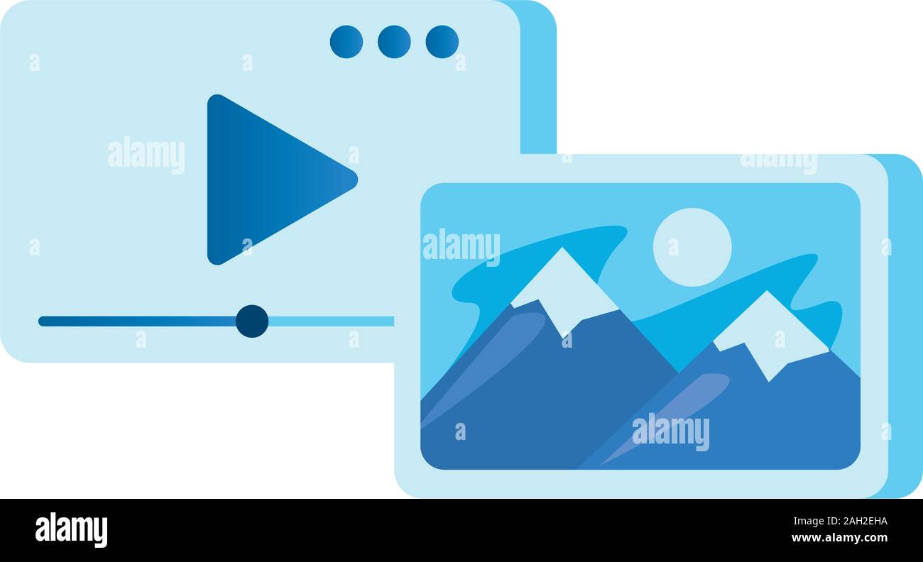 media player template with play button and picture Stock Vector Image ...