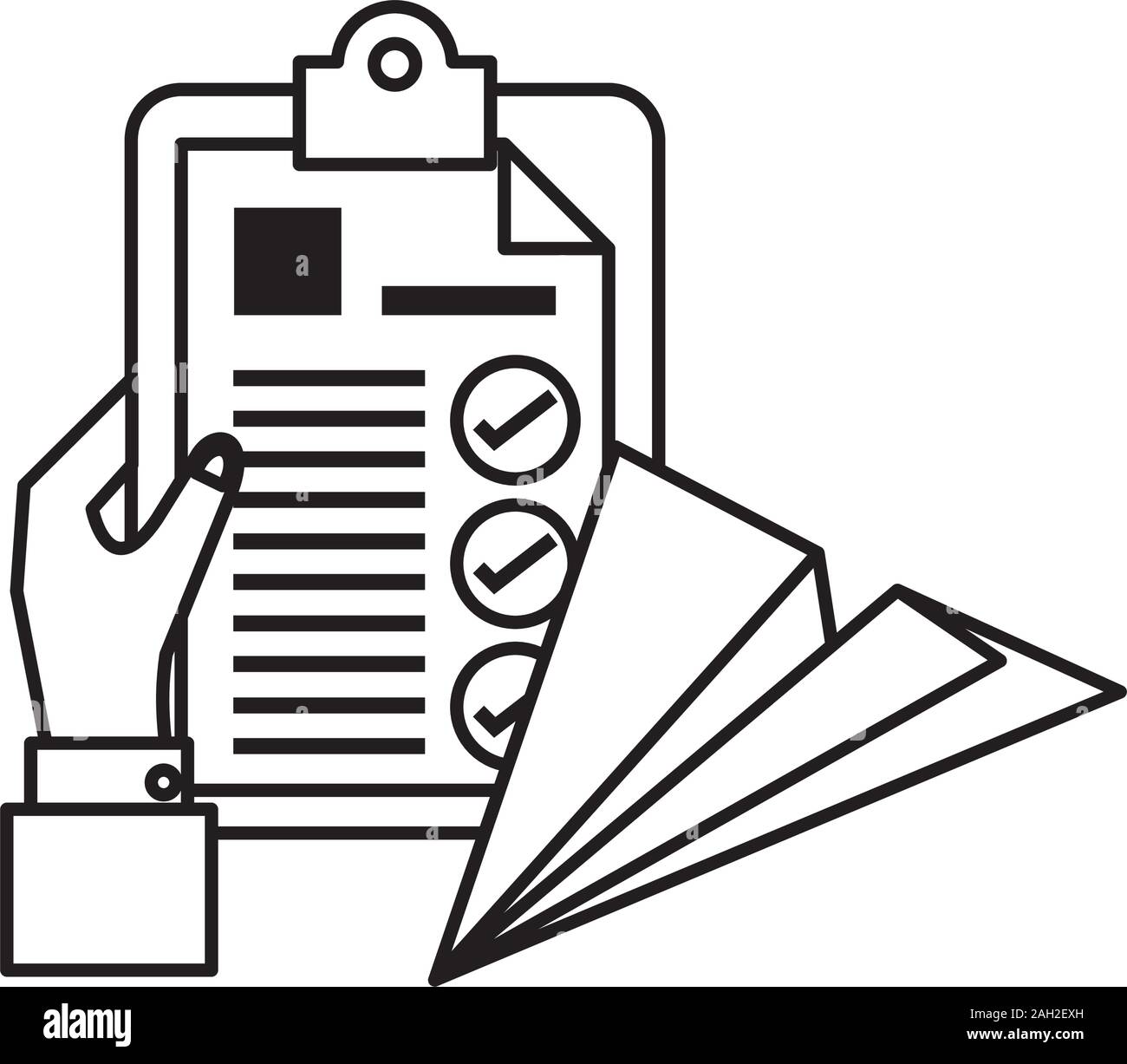 hand with clipboard checklist document Stock Vector Image & Art - Alamy