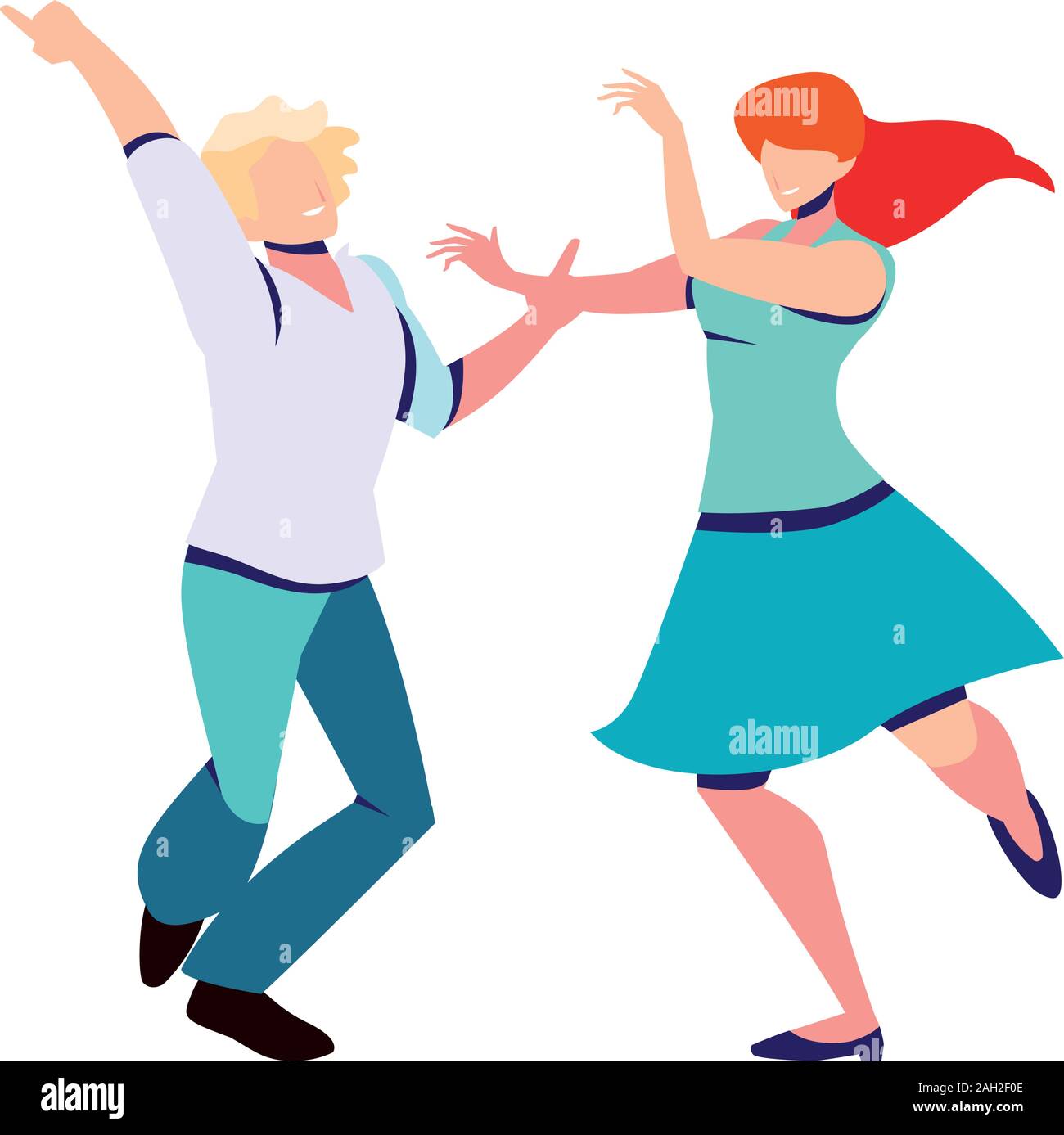 couple of people in pose of dancing on white background vector ...