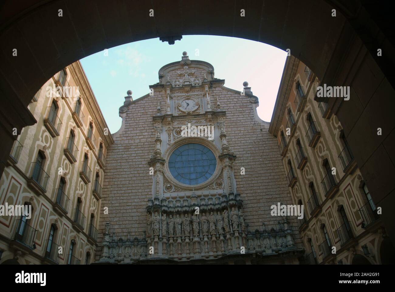 Entrance to Basilica of Santa Maria, Monserrat Monastery, Catalunya ...