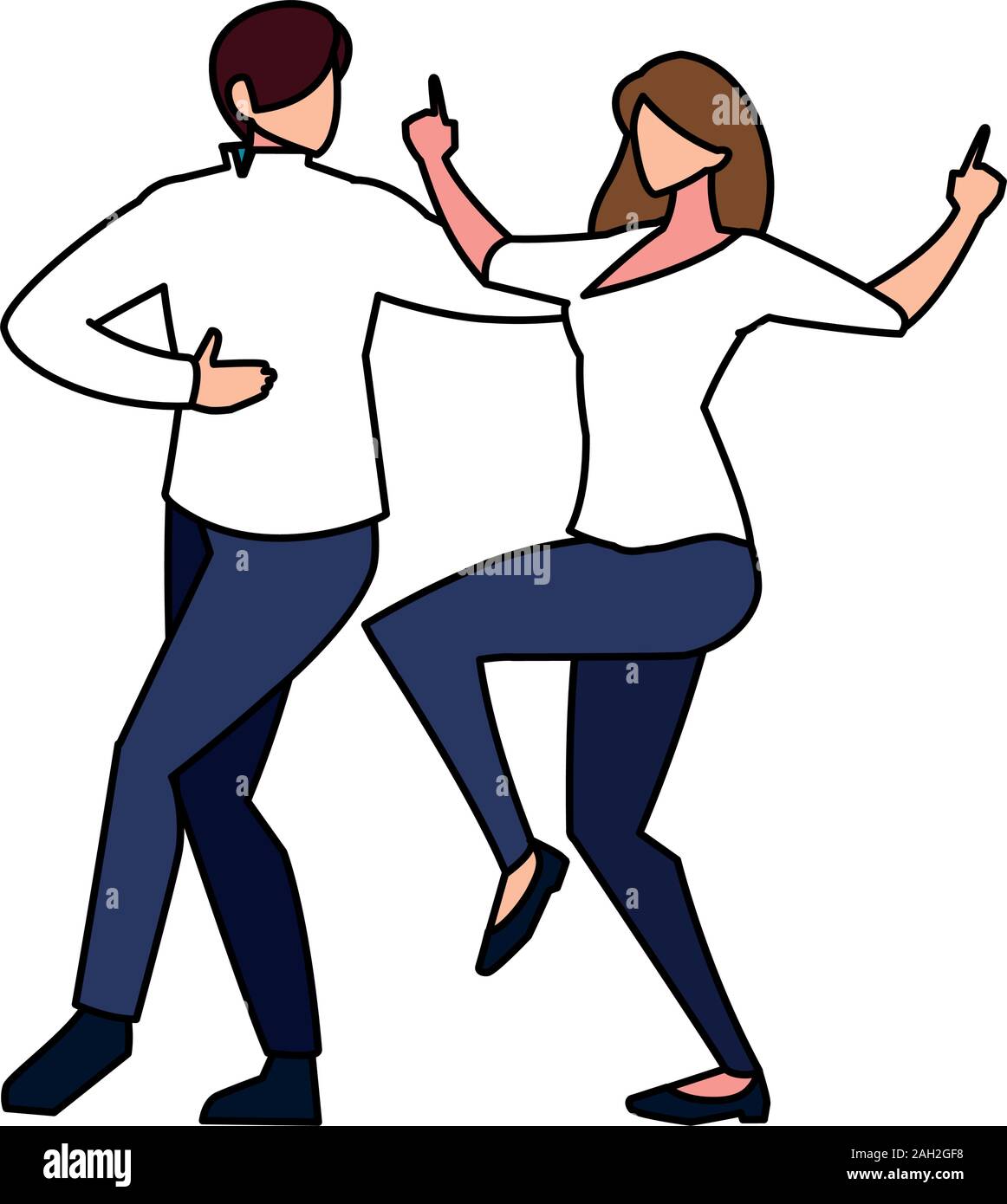 couple of people in pose of dancing on white background vector ...