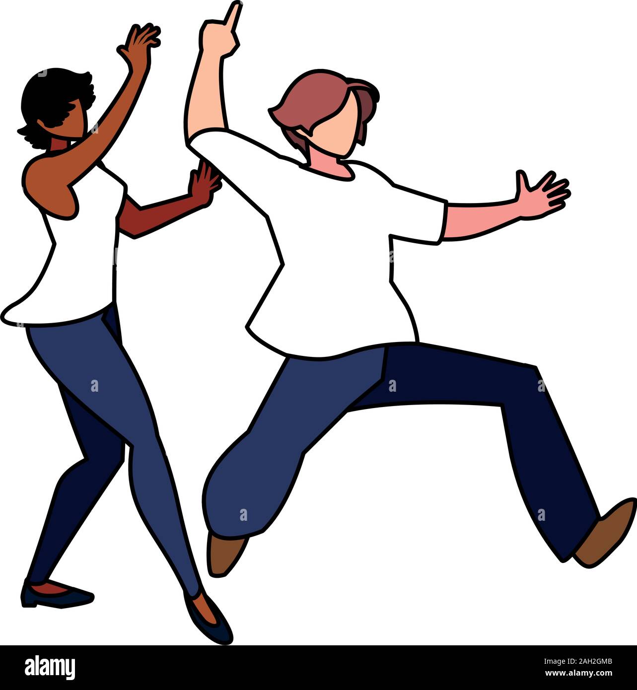 couple of people in pose of dancing on white background vector ...
