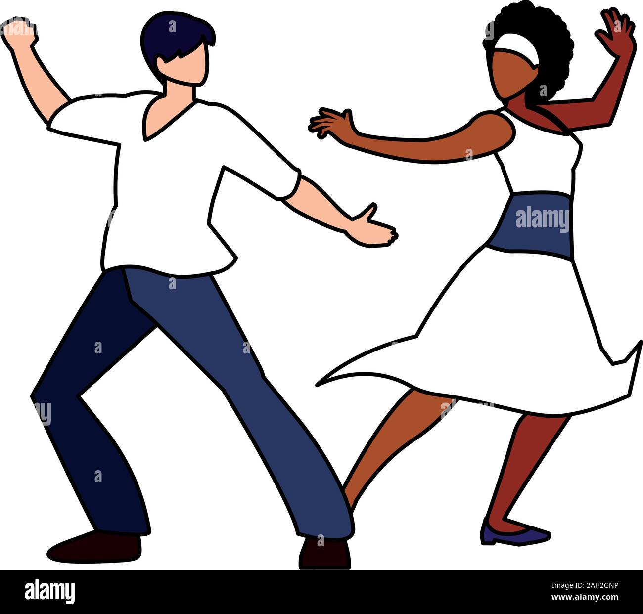 couple of people in pose of dancing on white background vector ...
