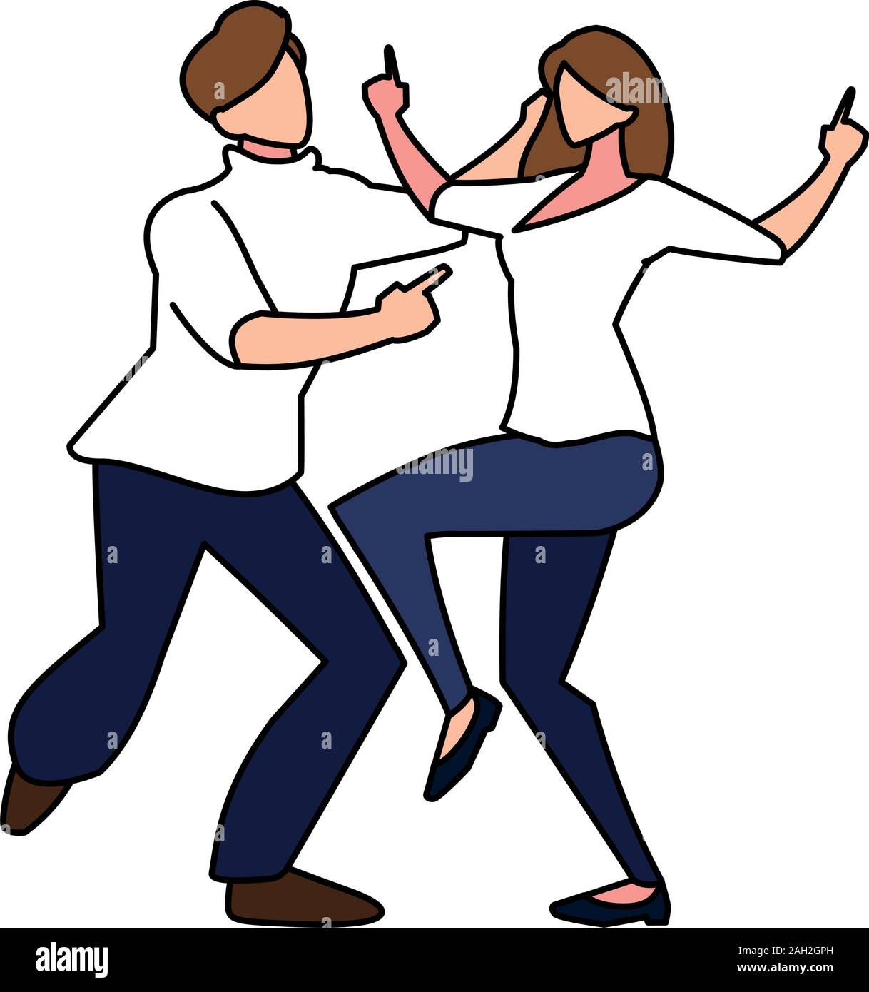 couple of people in pose of dancing on white background vector ...