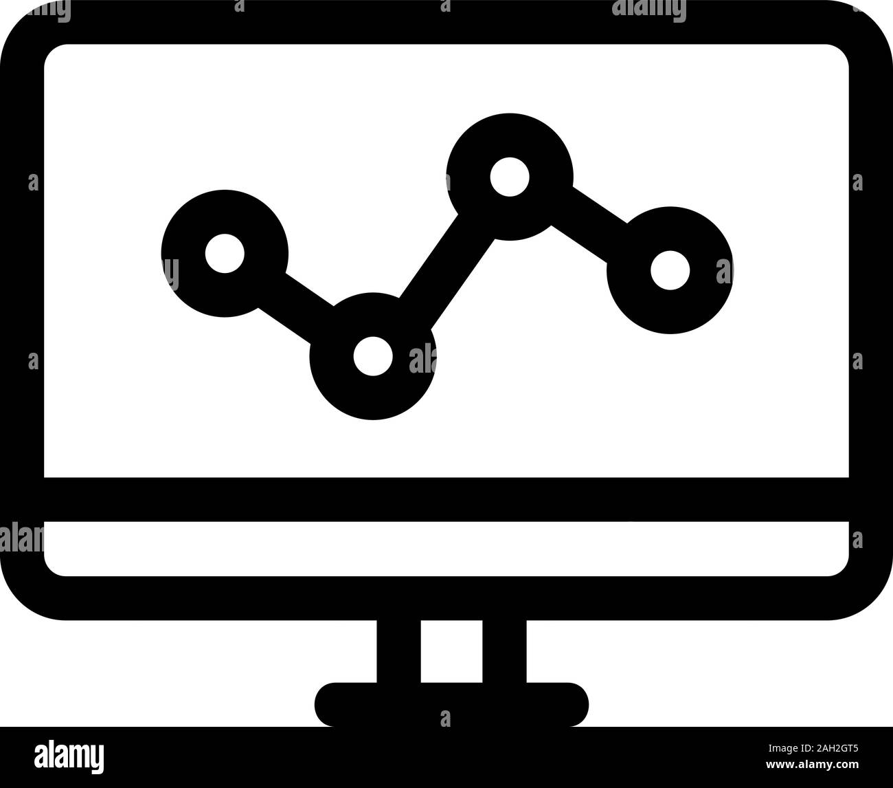 graph on the computer icon vector. Isolated contour symbol illustration ...