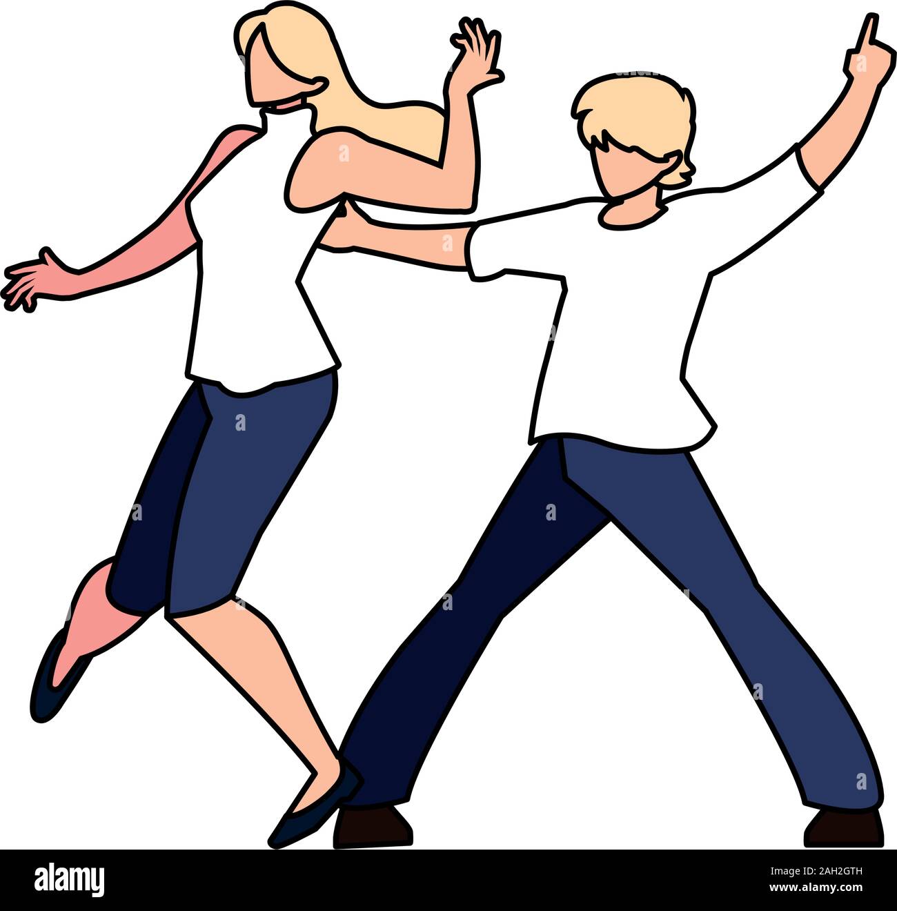 couple of people in pose of dancing on white background vector ...