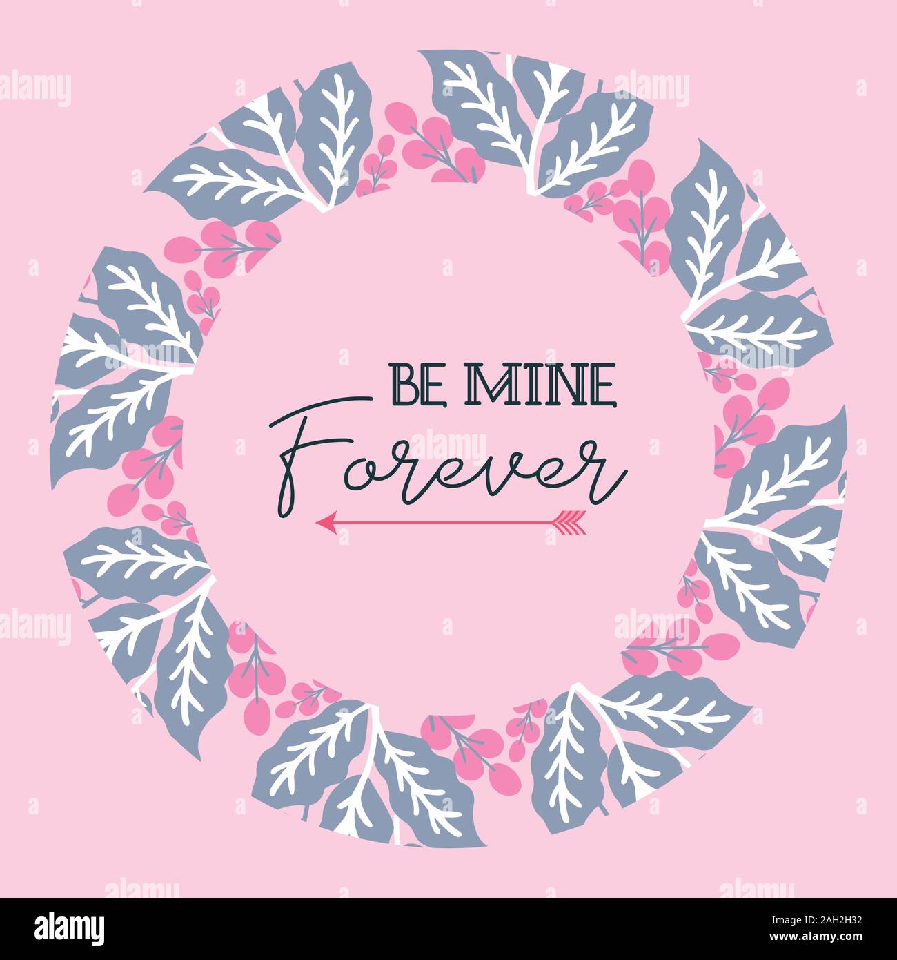 Card template unique be mine, with floral frame beautiful. Vector Stock ...