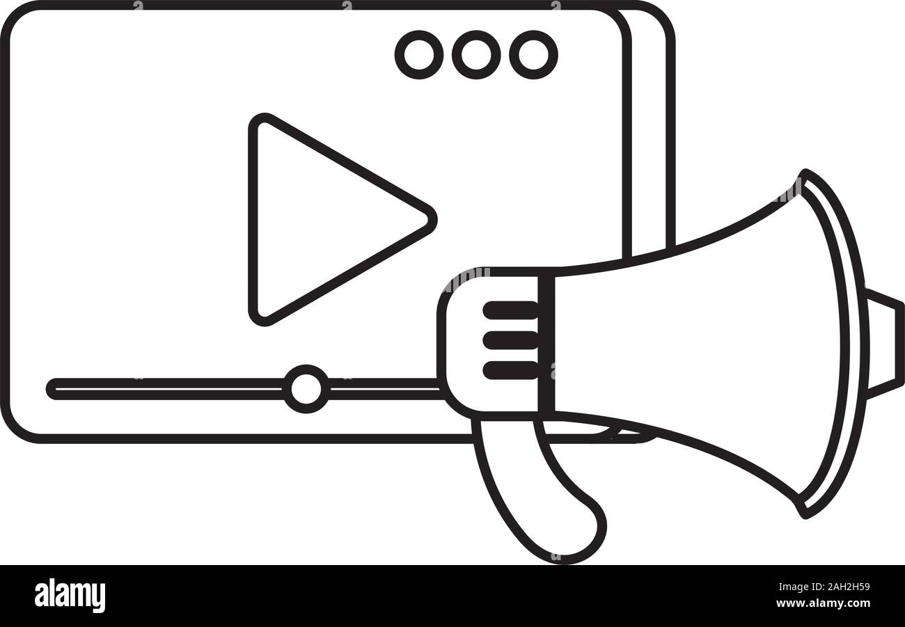 media player template with play button and megaphone Stock Vector Image ...