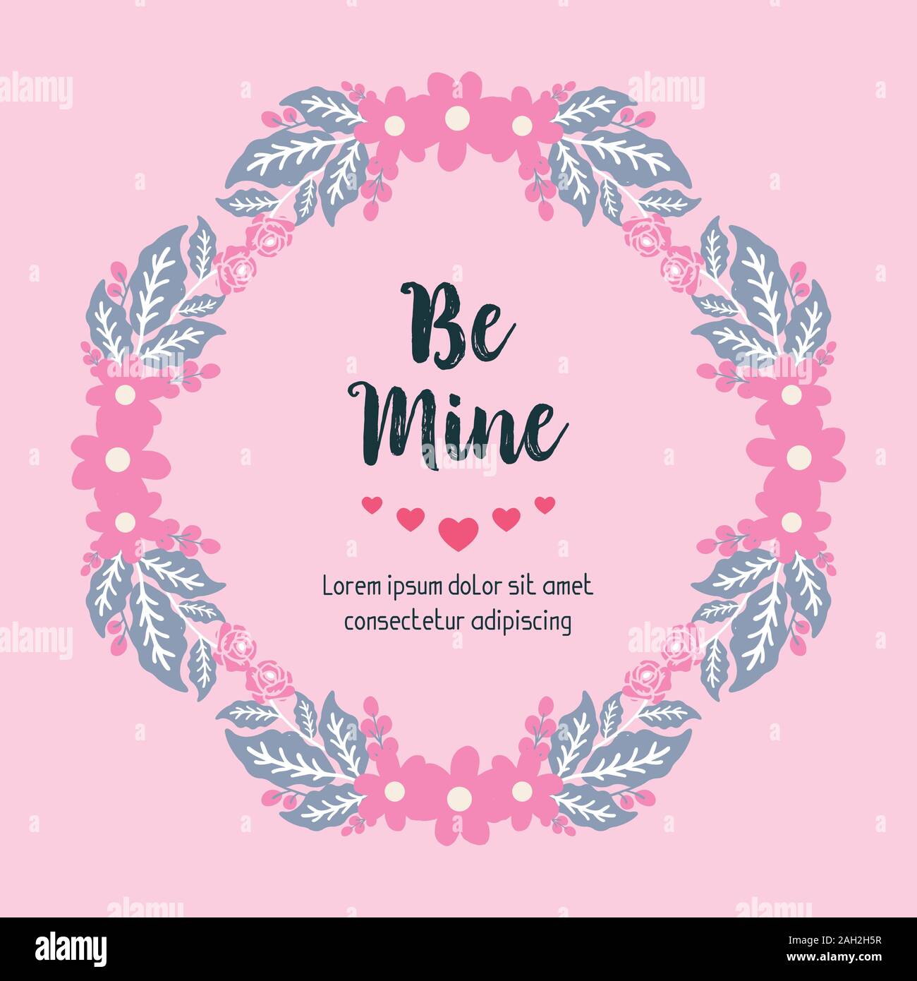 Sweet pink background, with seamless floral frame, for card decor be ...