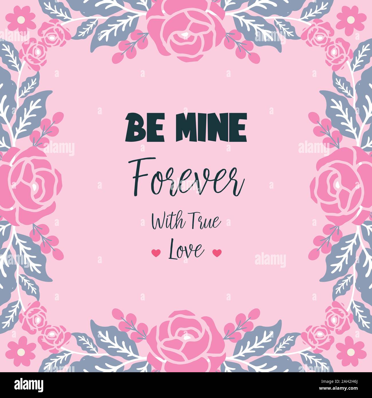 Sweet pink background, with seamless floral frame, for card decor be ...