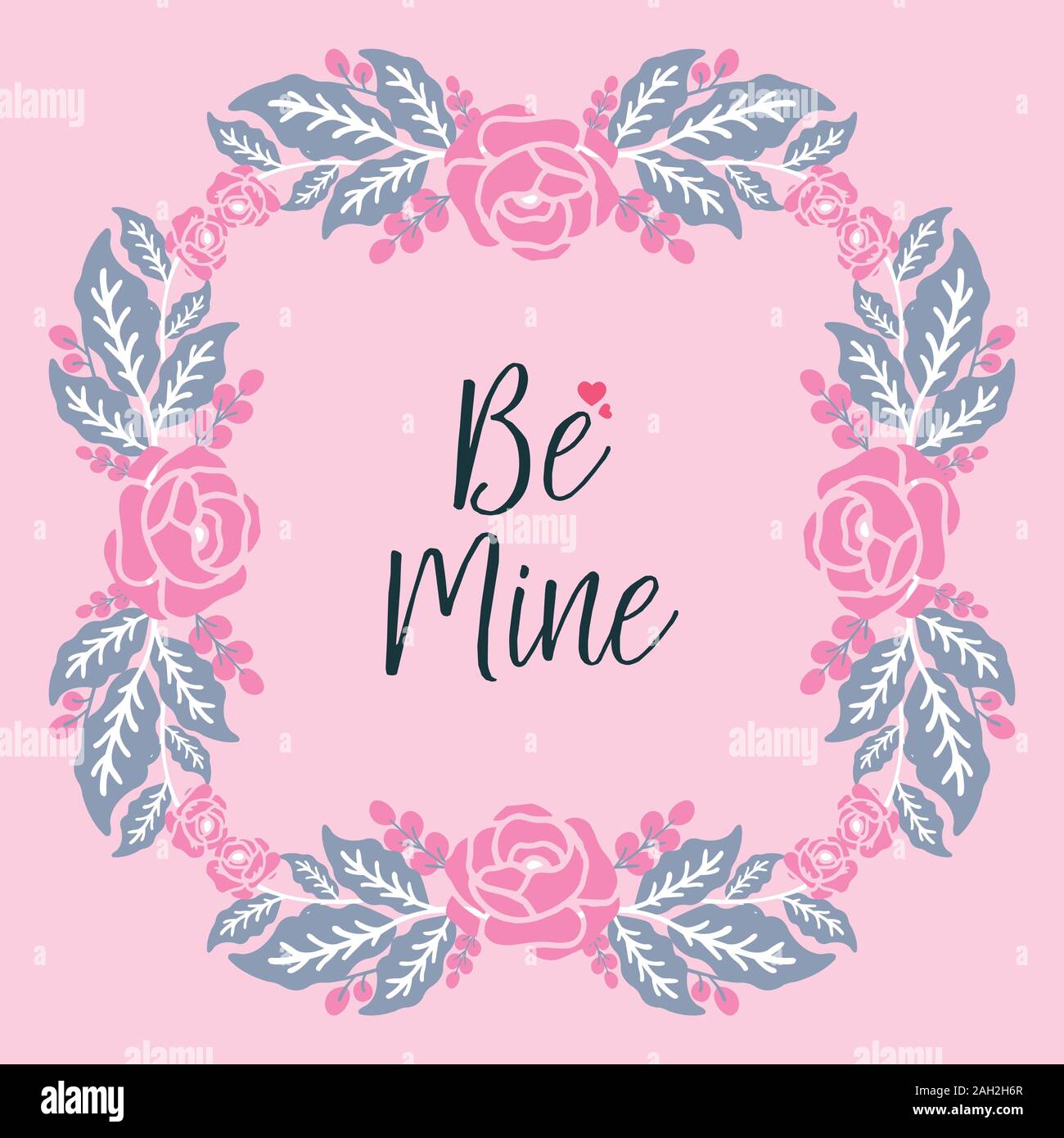 Sweet pink background, with seamless floral frame, for card decor be ...