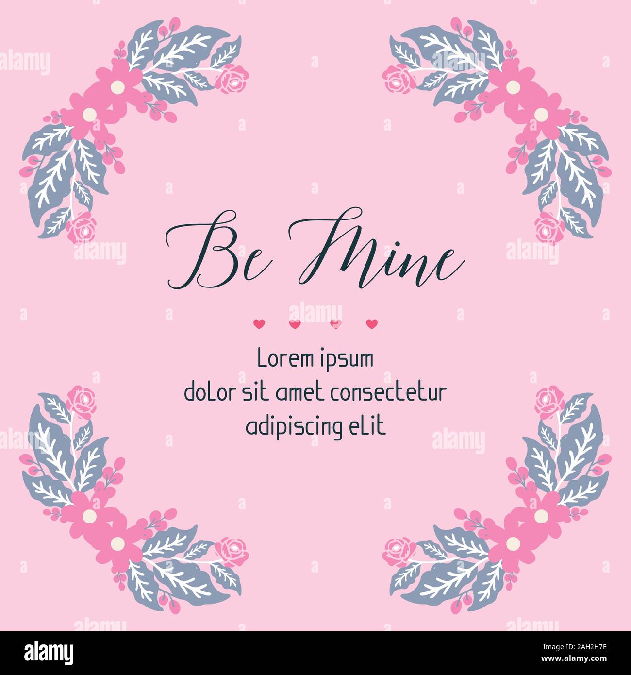 Sweet pink background, with seamless floral frame, for card decor be ...