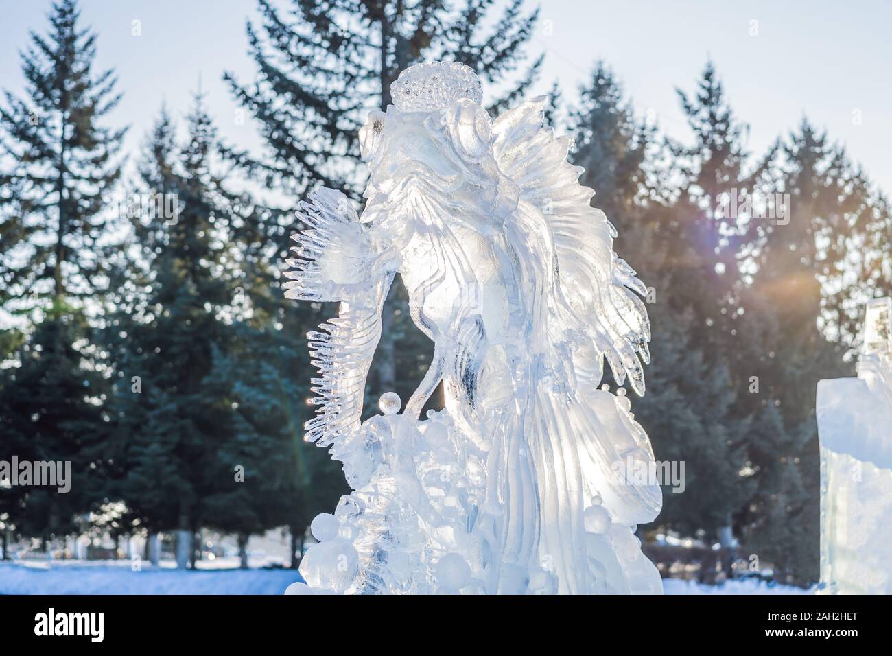 Ice statue made of ice on a frosty winter day Stock Photo - Alamy