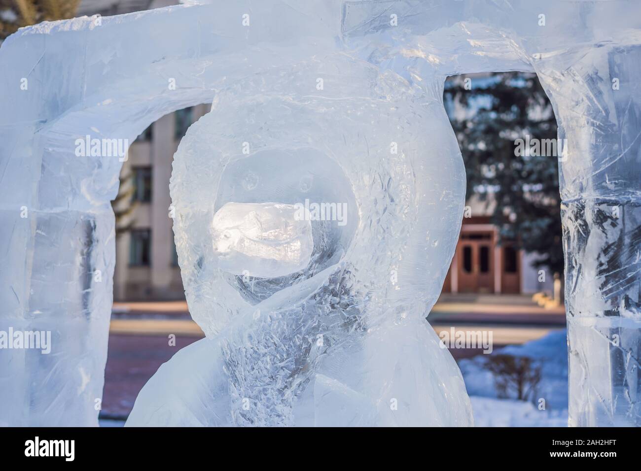 Ice statue made of ice on a frosty winter day Stock Photo - Alamy