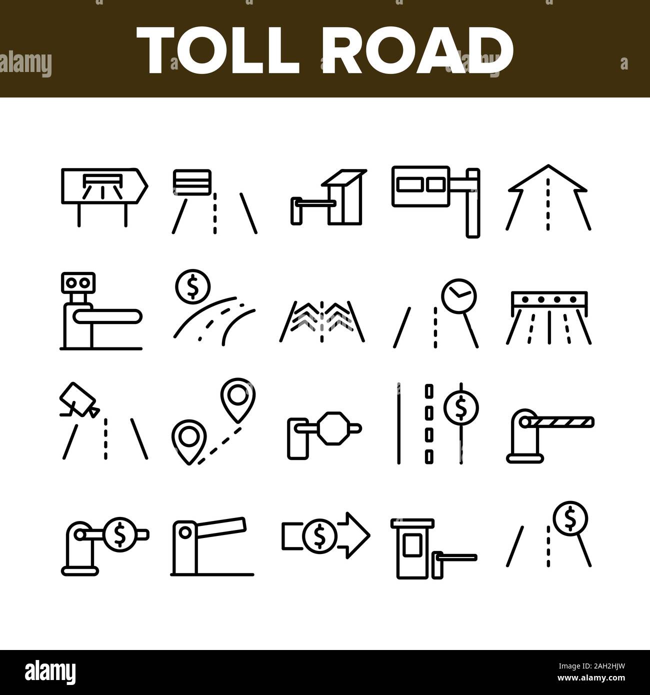 Toll Road Highway Collection Icons Set Vector Stock Vector Image & Art ...