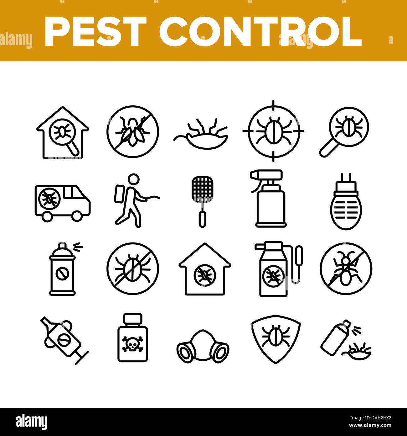 Pest Control Service Collection Icons Set Vector Stock Vector Image ...
