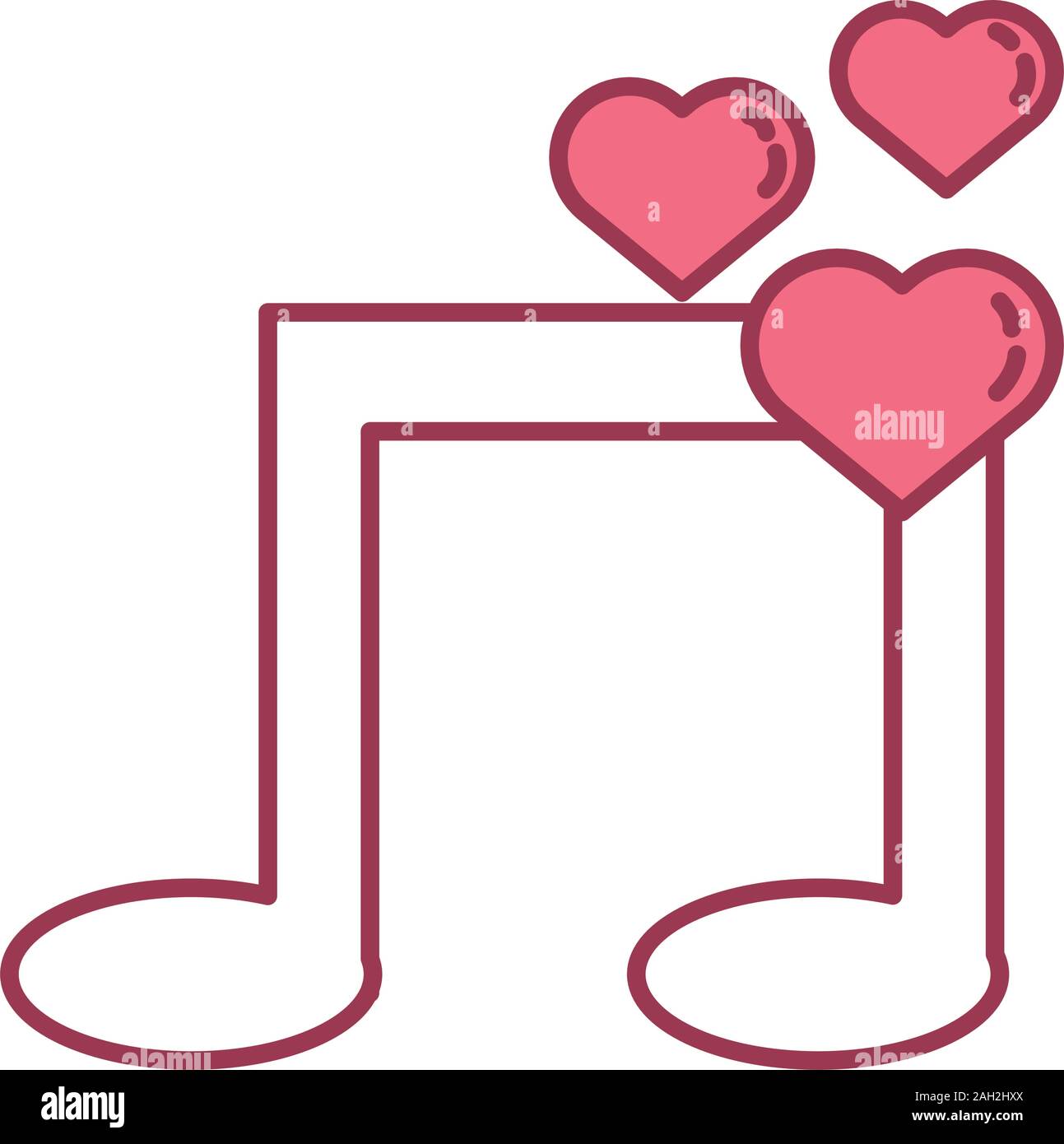 happy valentines day music notes with hearts Stock Vector Image & Art ...