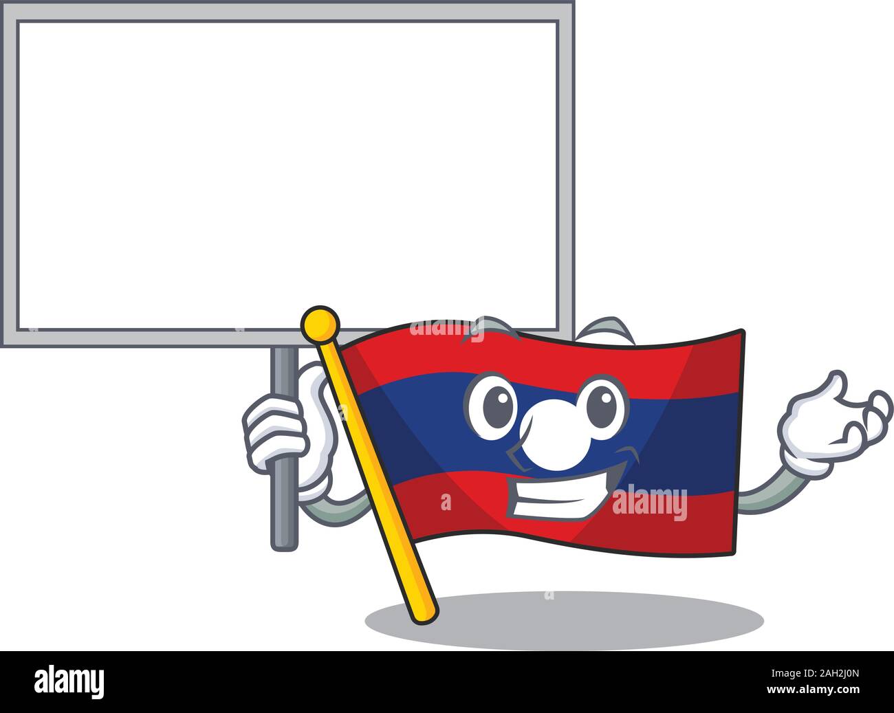 Flag laos Scroll cute cartoon character bring a board Stock Vector ...