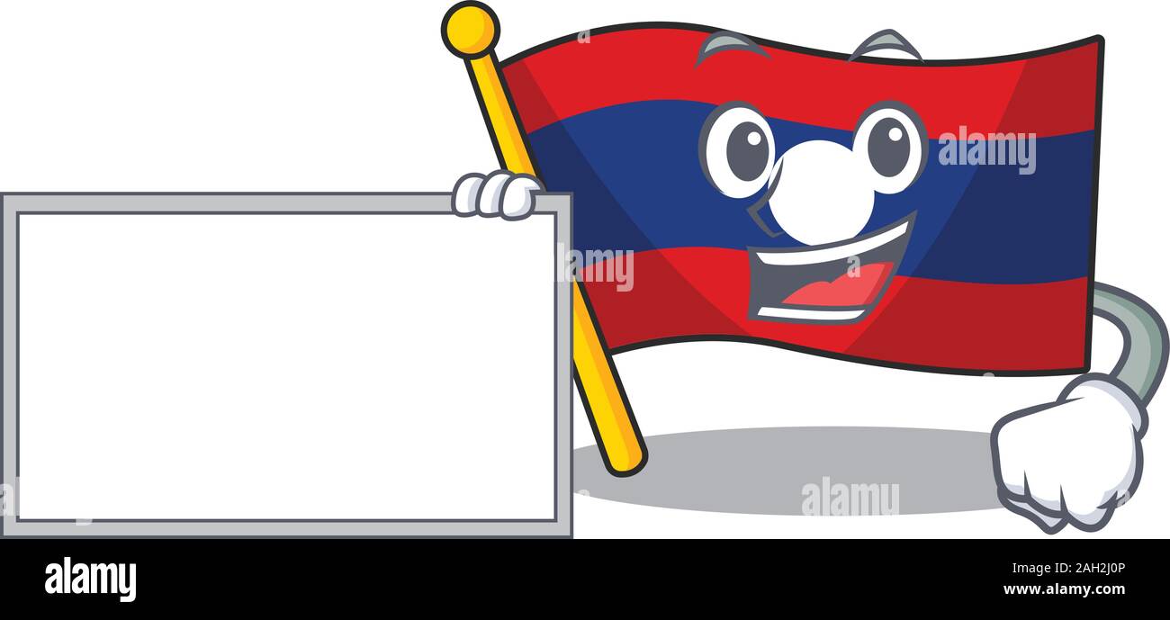 Flag laos Scroll with board cartoon mascot design style Stock Vector ...