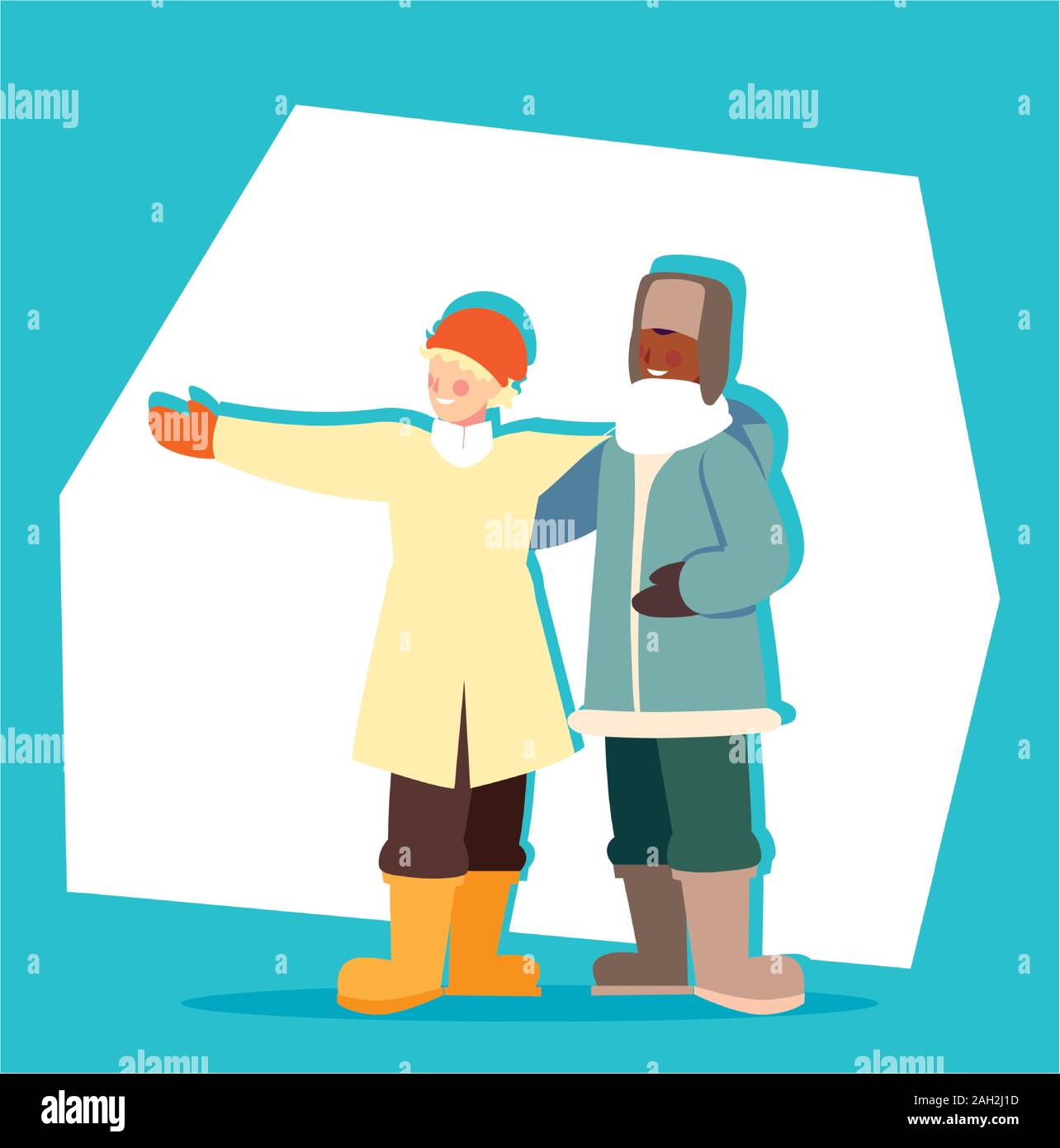 scene of men with winter clothes vector illustration design Stock ...