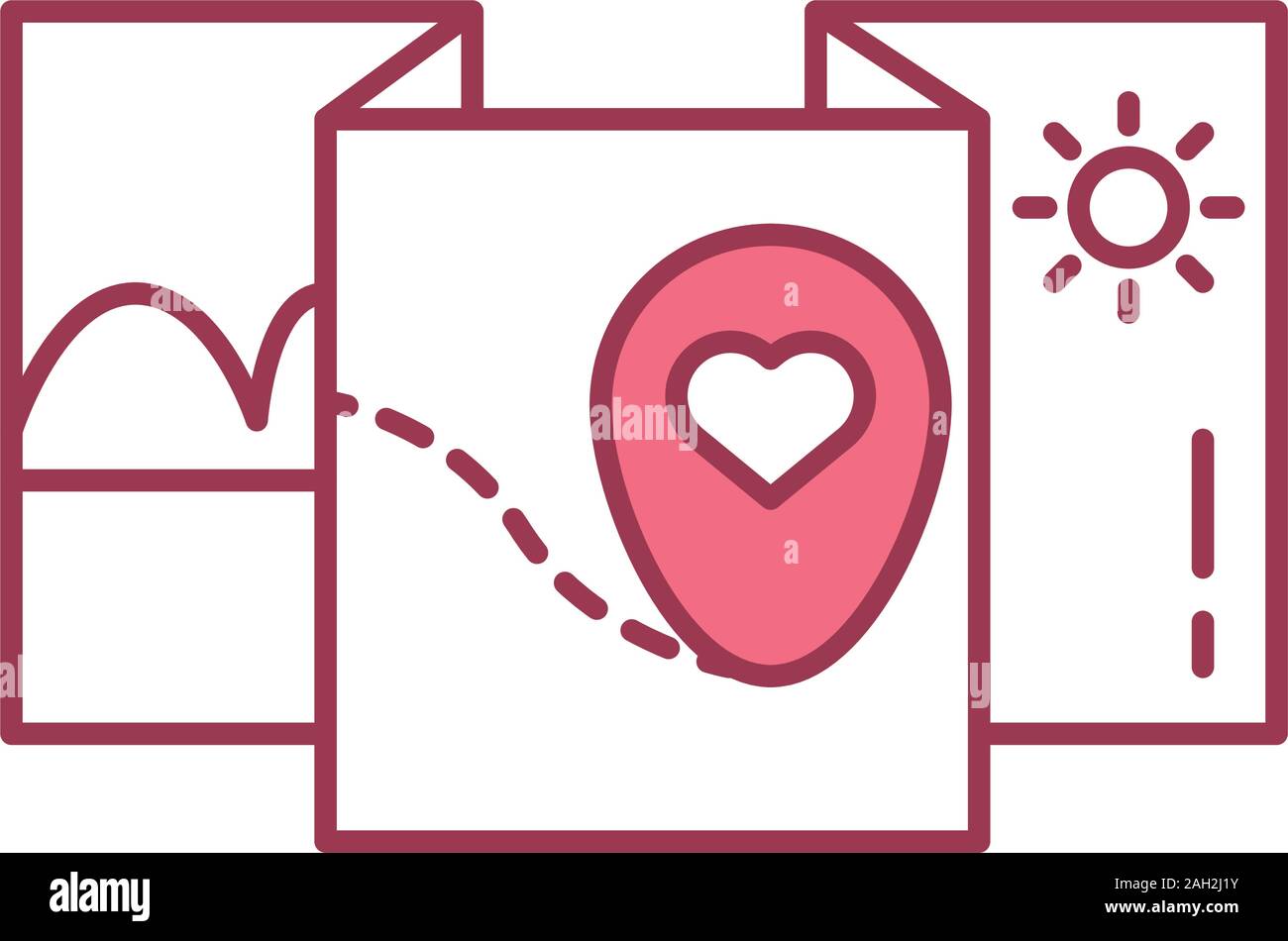 happy valentines day paper map with heart pin location Stock Vector ...