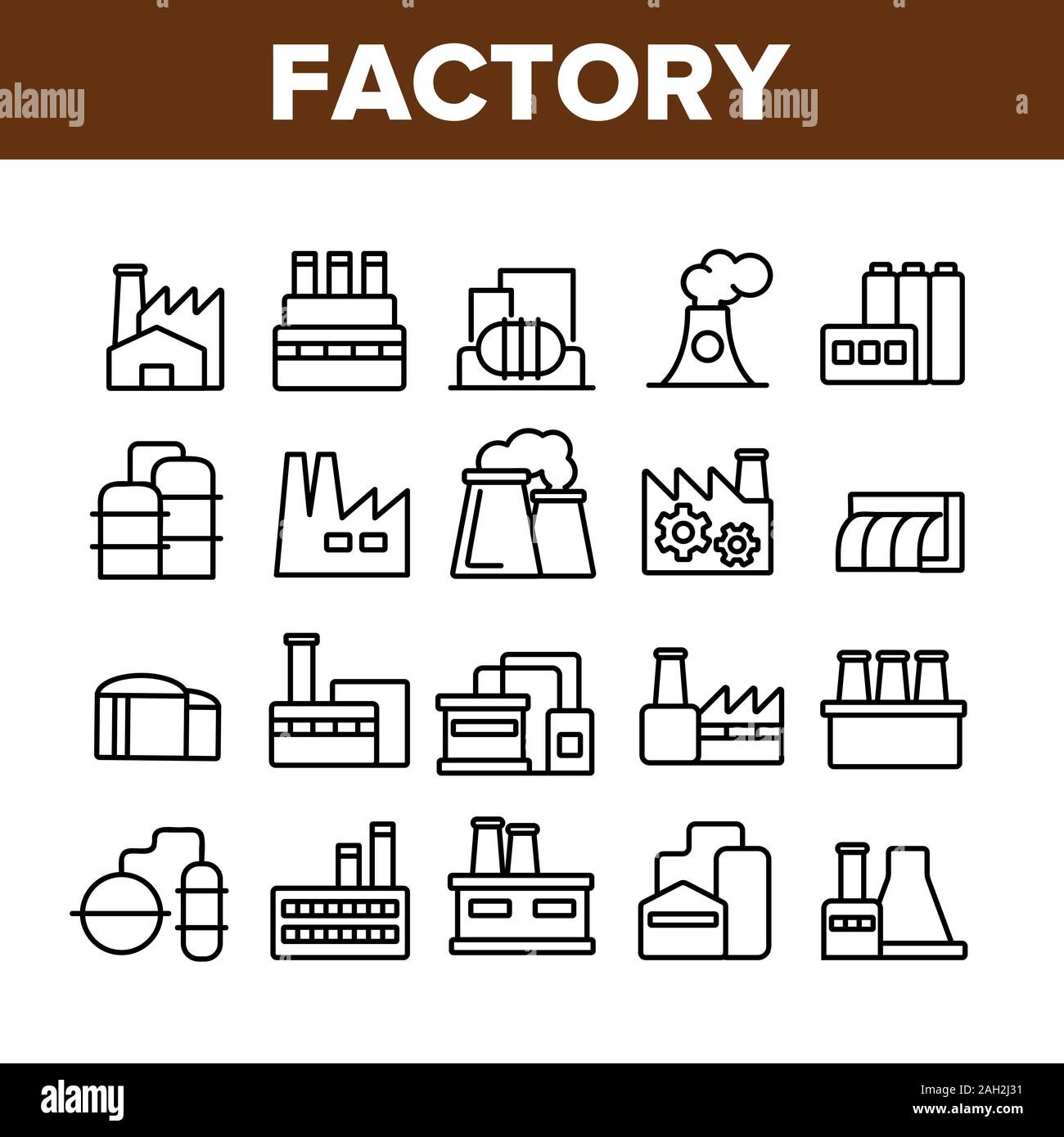 Factory Industrial Collection Icons Set Vector Stock Vector Image & Art ...