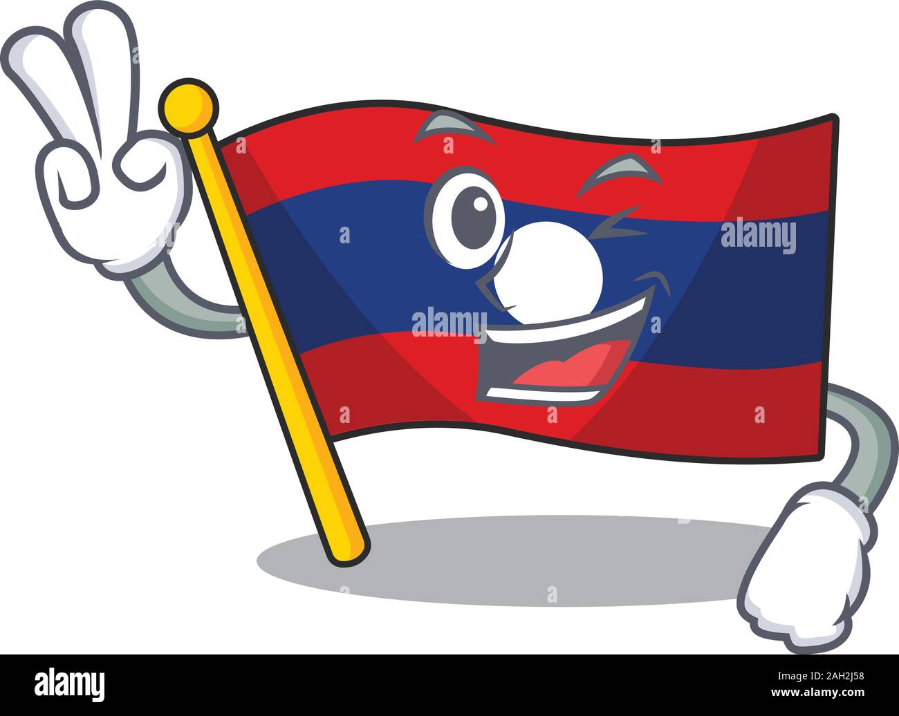 Funny flag laos Scroll cartoon Character with two fingers Stock Vector ...