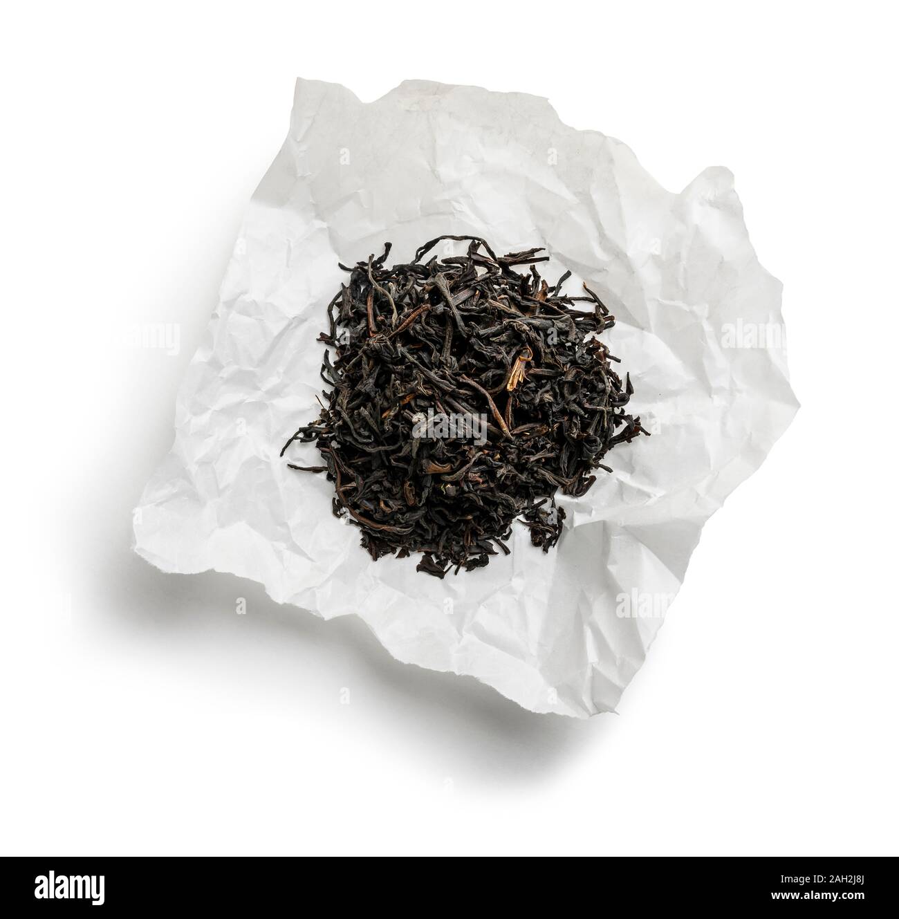 Black tea top view on white background Stock Photo - Alamy