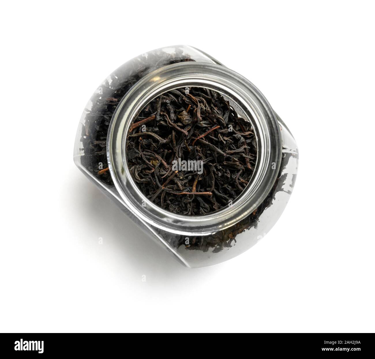 Black tea top view on white background Stock Photo - Alamy