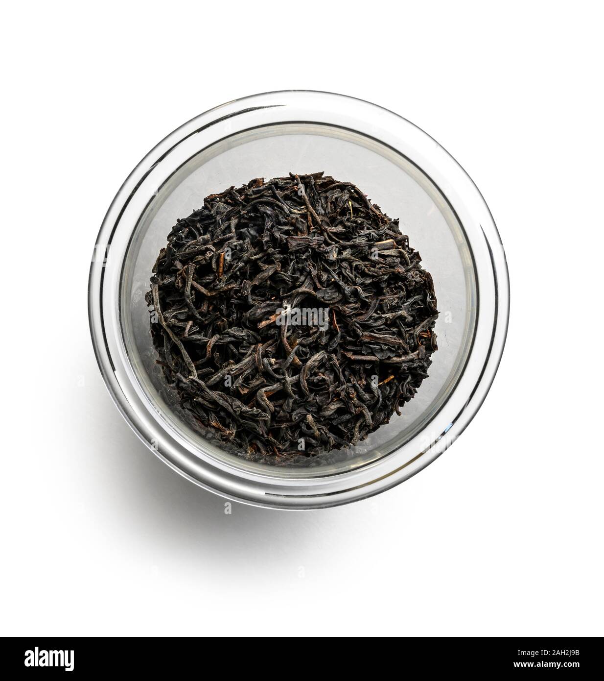 Black tea top view on white background Stock Photo - Alamy