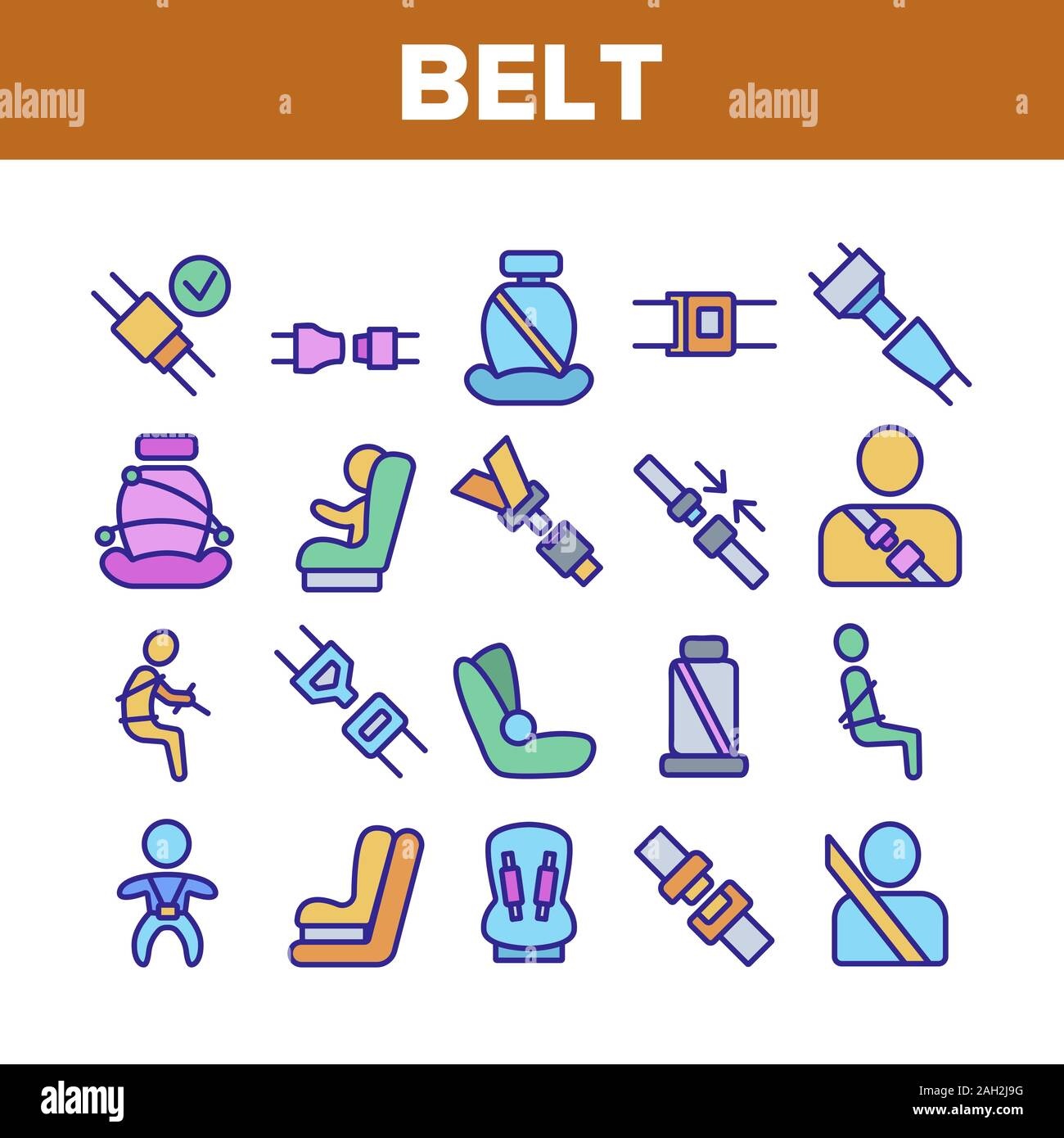 Belt Safety Equipment Collection Icons Set Vector Stock Vector Image ...