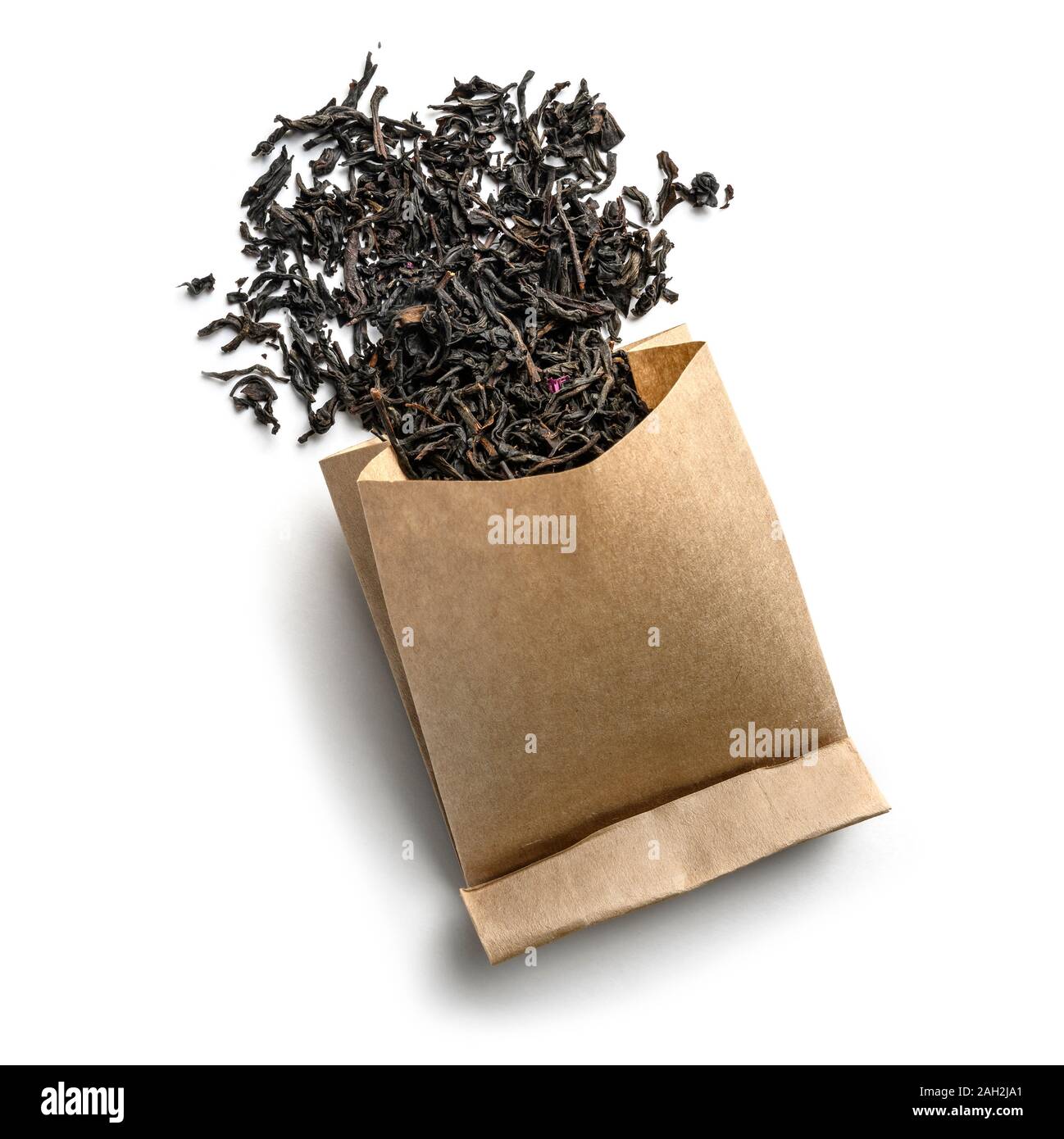 Black tea top view on white background Stock Photo - Alamy