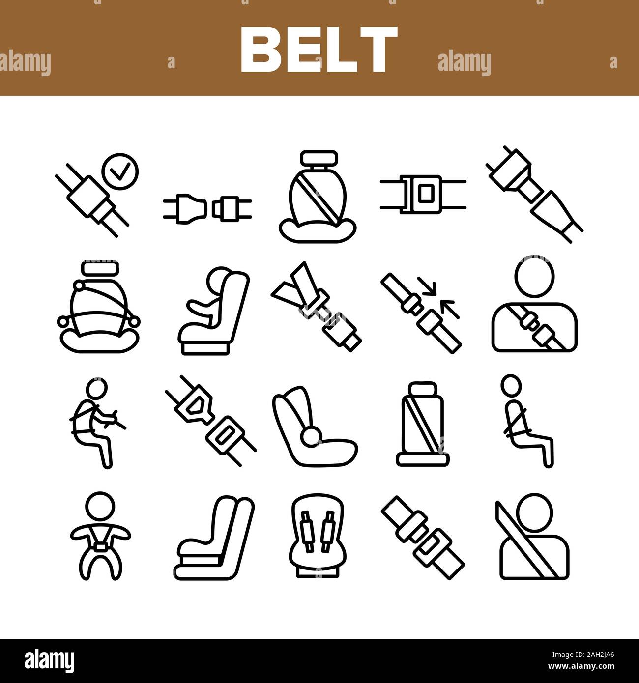 Belt Safety Equipment Collection Icons Set Vector Stock Vector Image ...