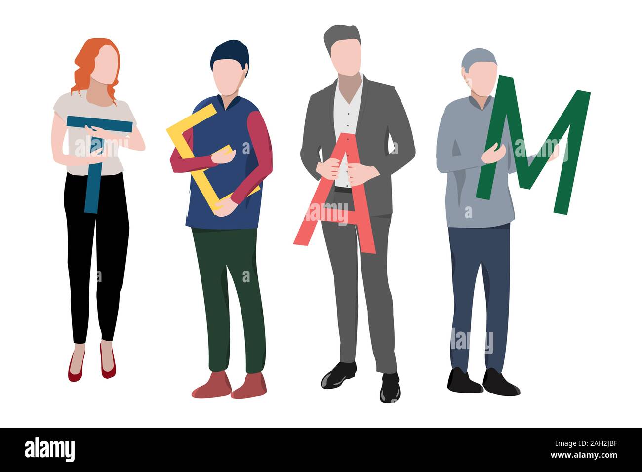 People holds letters that make up the word team Stock Vector Image ...