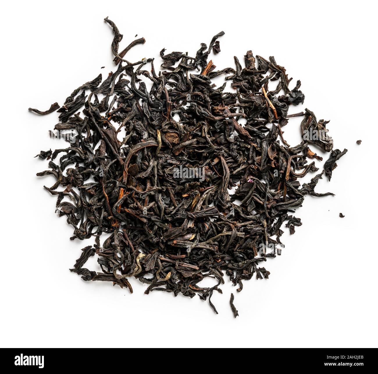 Black tea top view on white background Stock Photo - Alamy