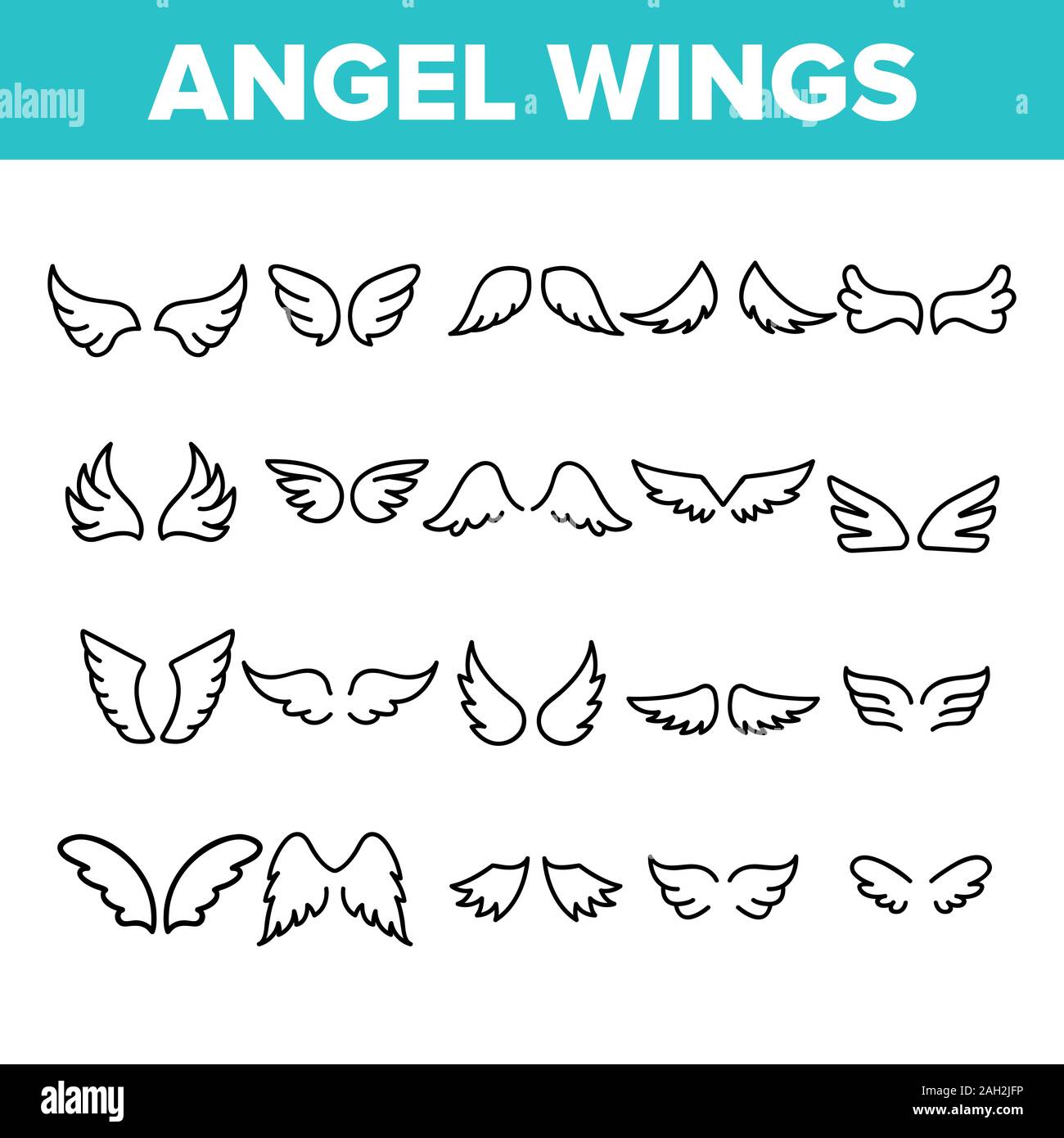 Angel Wings Flying Collection Icons Set Vector Stock Vector Image & Art ...