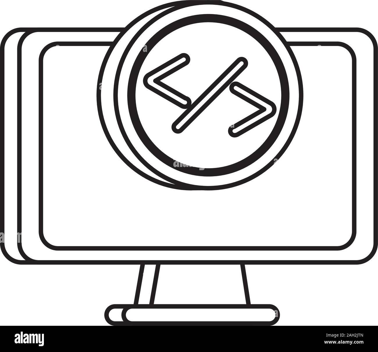 desktop computer display with program button Stock Vector Image & Art ...